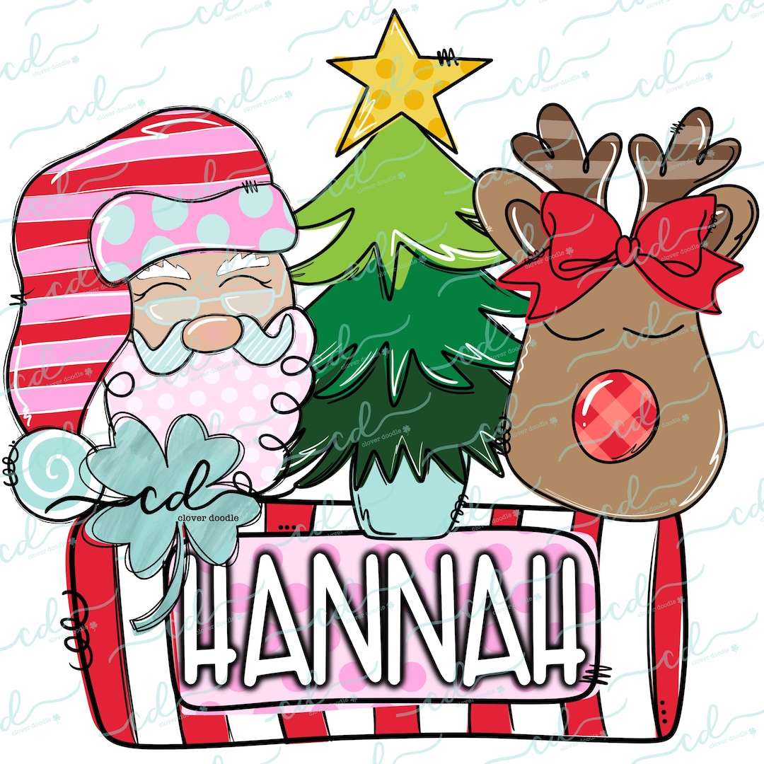 Christmas Doodle Trio W Nameplate- Girl- CD - Faux Applique PNG ...
