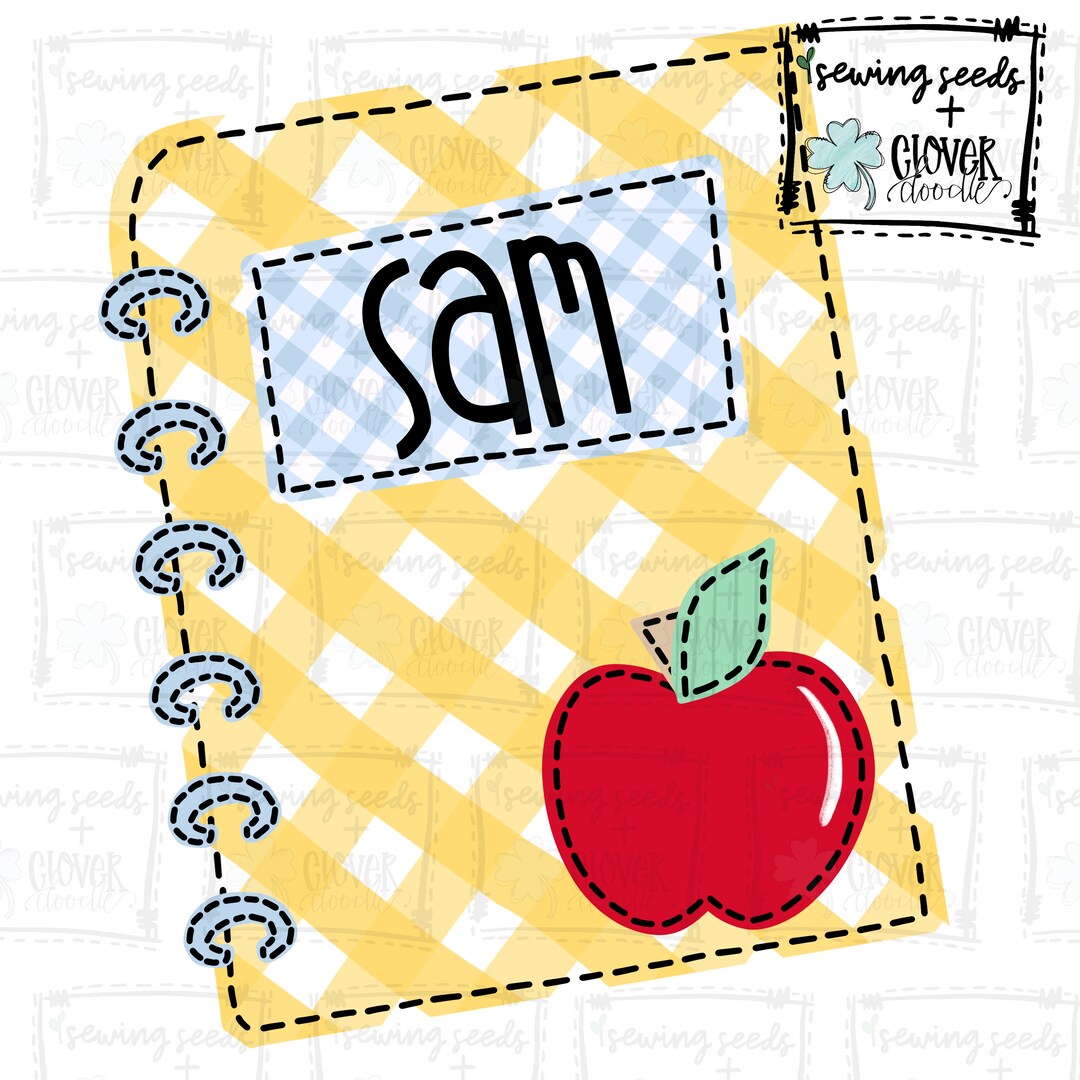 School Notebook With Apple and Nameplate- Boy- SS+CD - Faux Applique ...