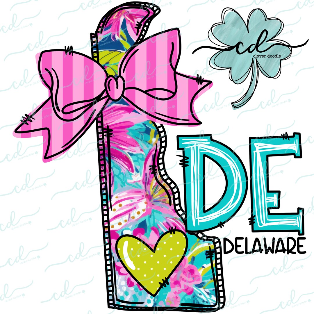 Doodle State Delaware- Floral- CD - PNG, Digital Download for ...