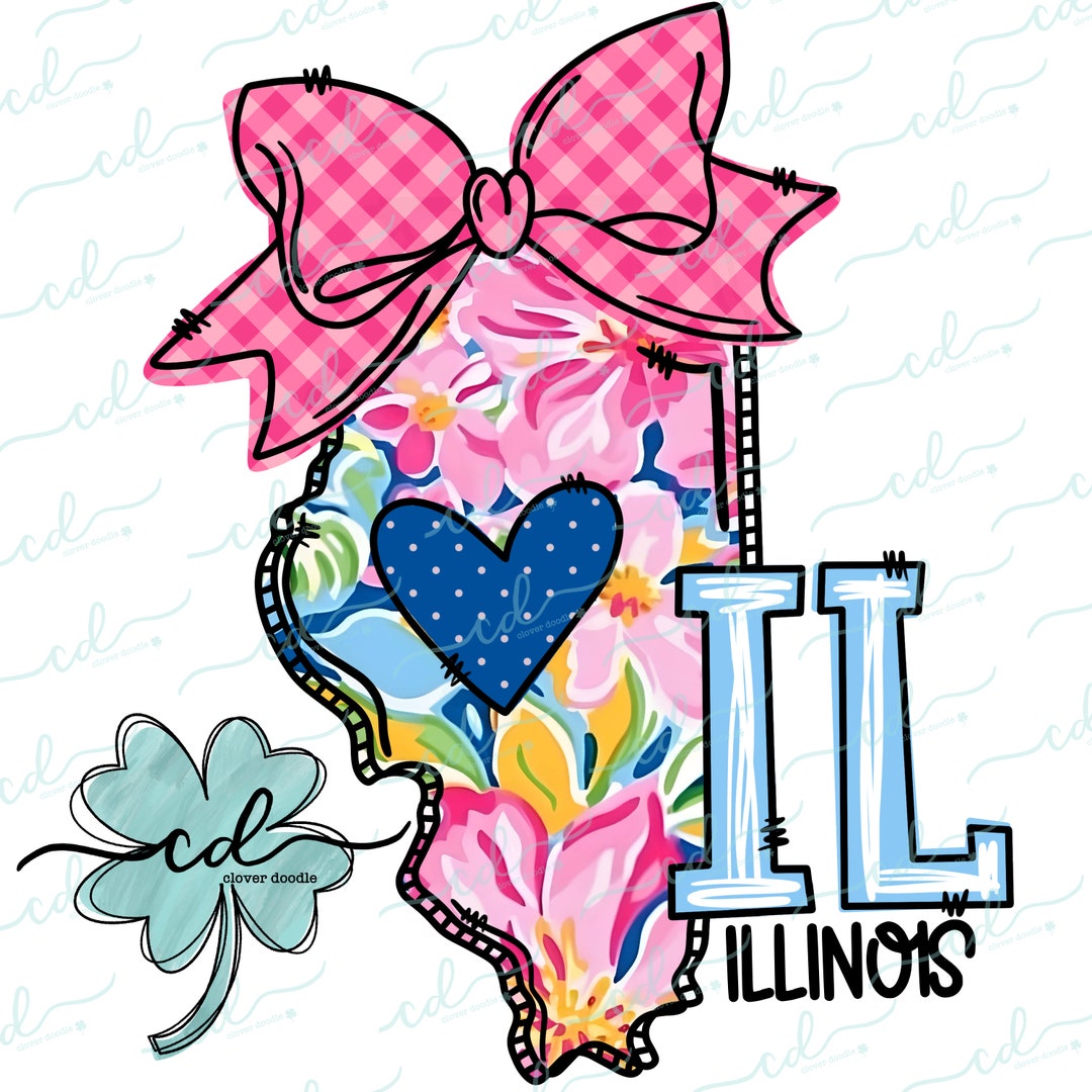 Doodle State Illinois- Floral- CD - PNG, Digital Download for ...