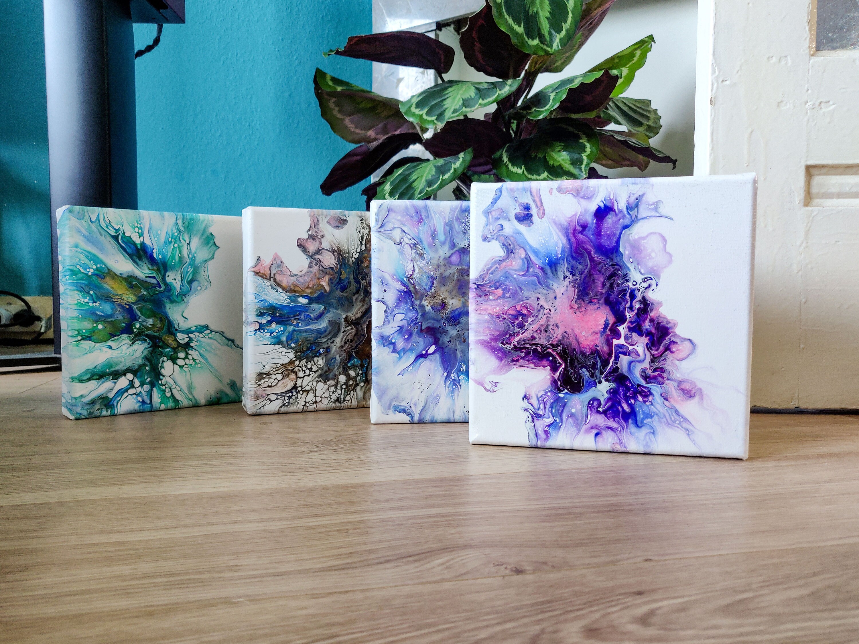 4 Piece Abstract Painting Set - Etsy