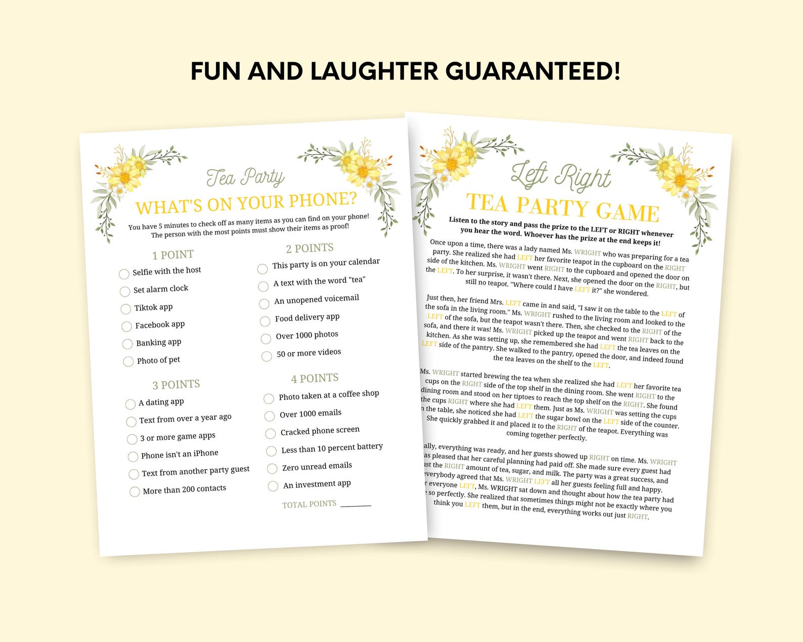 Tea Party Games Bundle Printable, Adult Tea Party Games, Tea Party ...