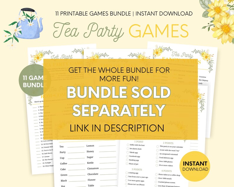 Tea Party Fancy Name Game, Printable Tea Party Game for Adults, Tea ...
