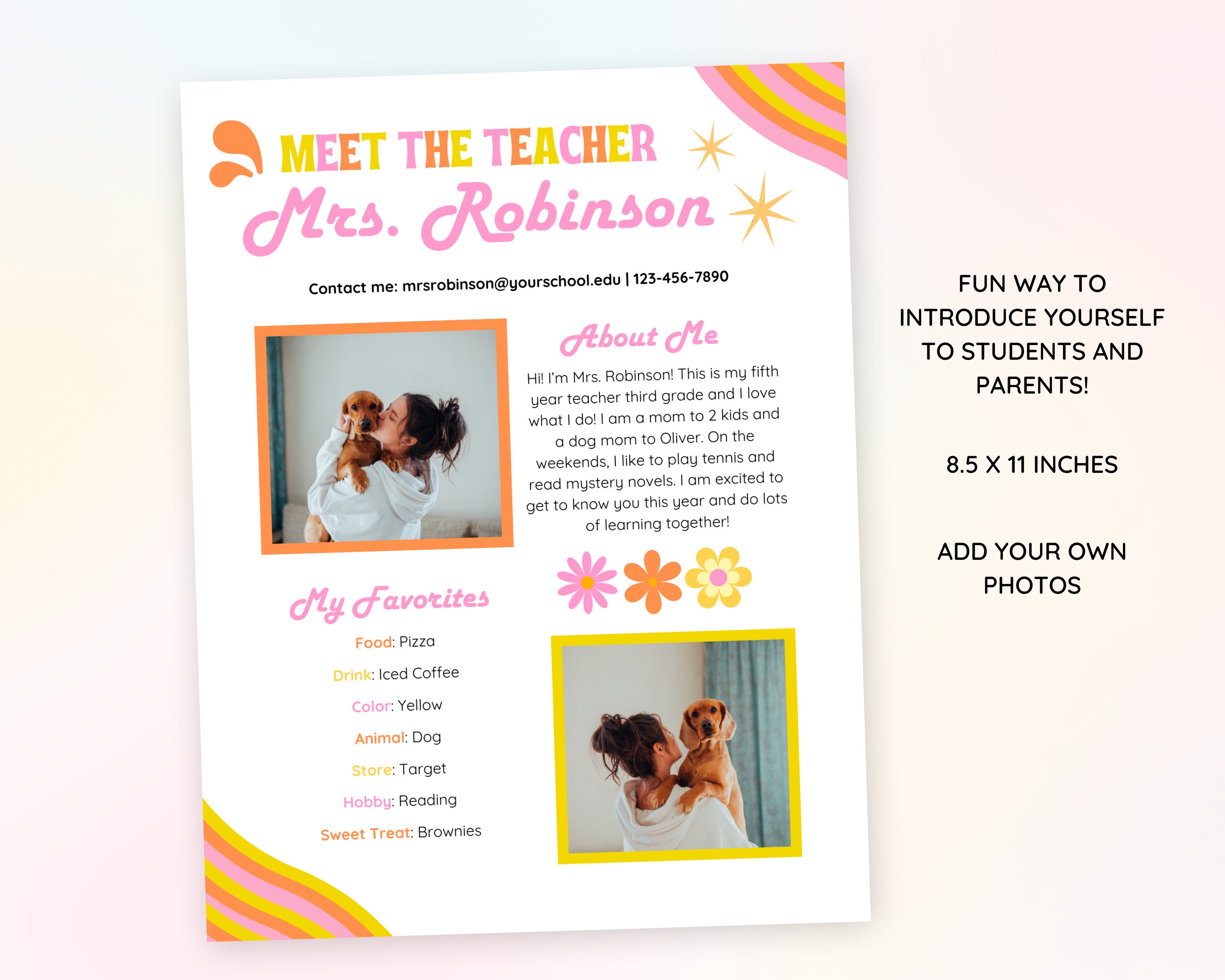 Retro Meet the Teacher Template, Meet the Teacher Letter, Teacher Intro ...