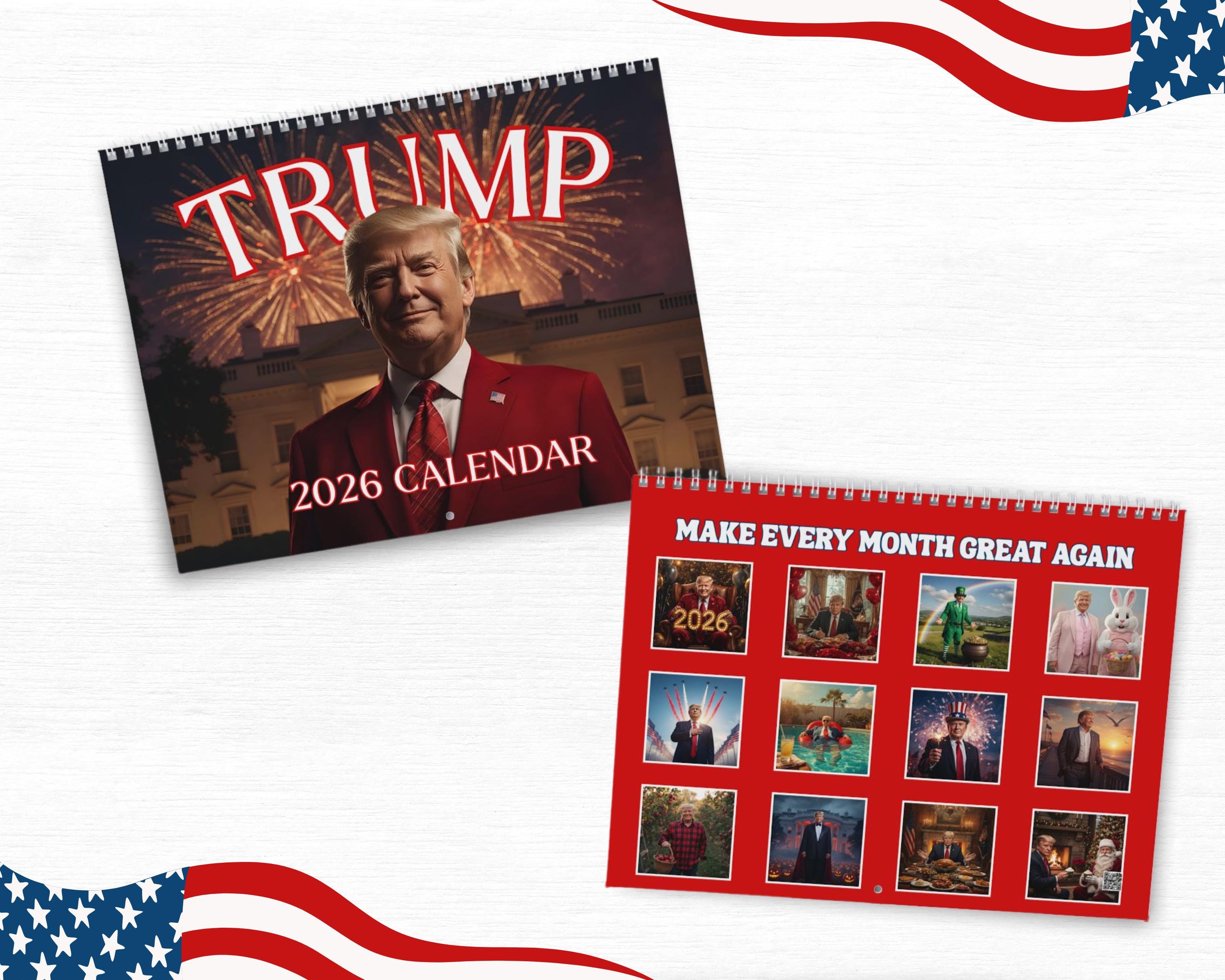 2026 Trump Wall Calendar, Funny Trump Lover Gift, White Christmas Gag ...