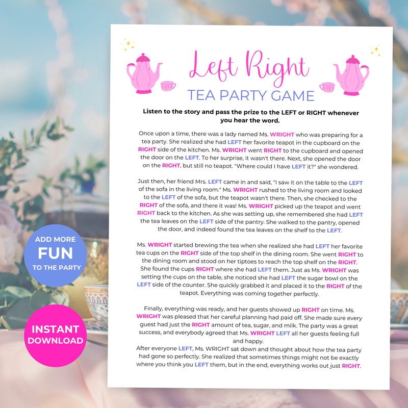 Tea Party Game - Etsy