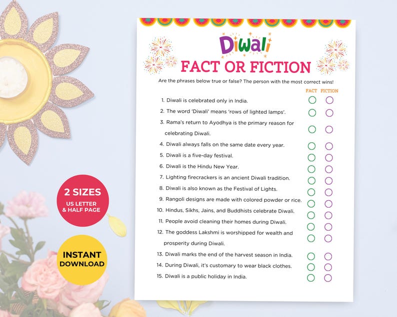 Diwali Trivia Game, Printable Diwali Games, Diwali Activity, Desi Game ...