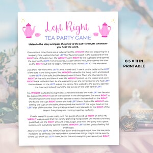 Left Right Tea Party Game, Printable Tea Party Game, Pass the Prize Tea ...