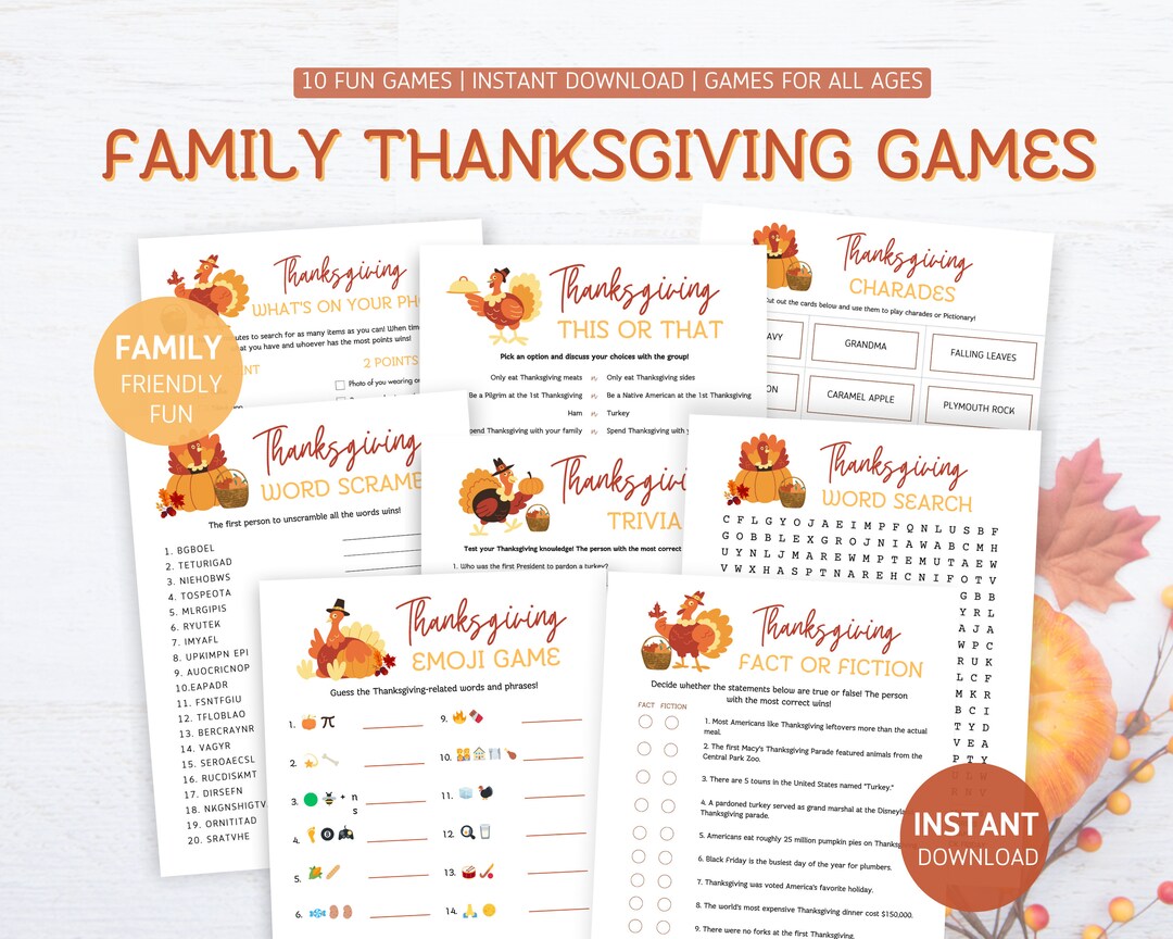 Thanksgiving Game Bundle, Thanksgiving Games Printable, Fun ...