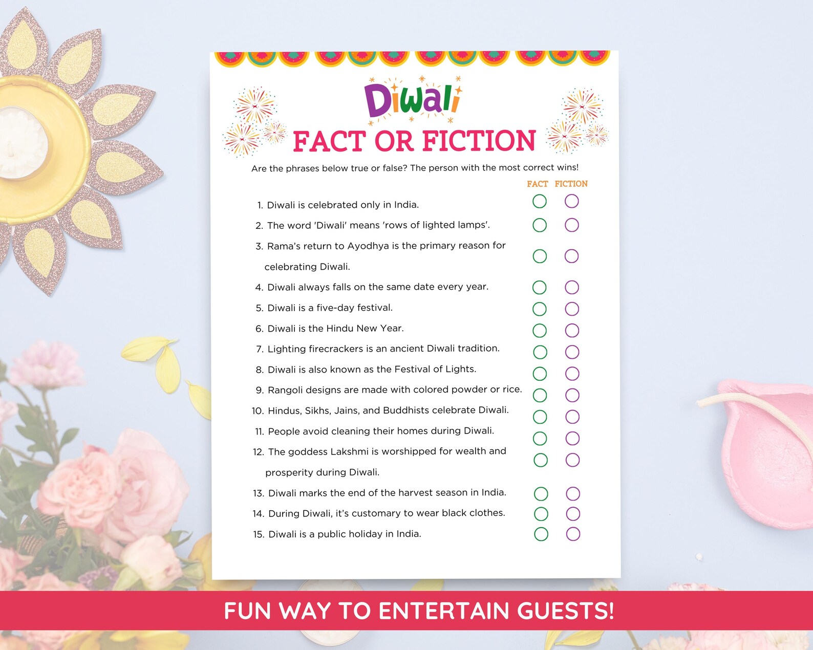 Diwali Trivia Game, Printable Diwali Games, Diwali Activity, Desi Game ...