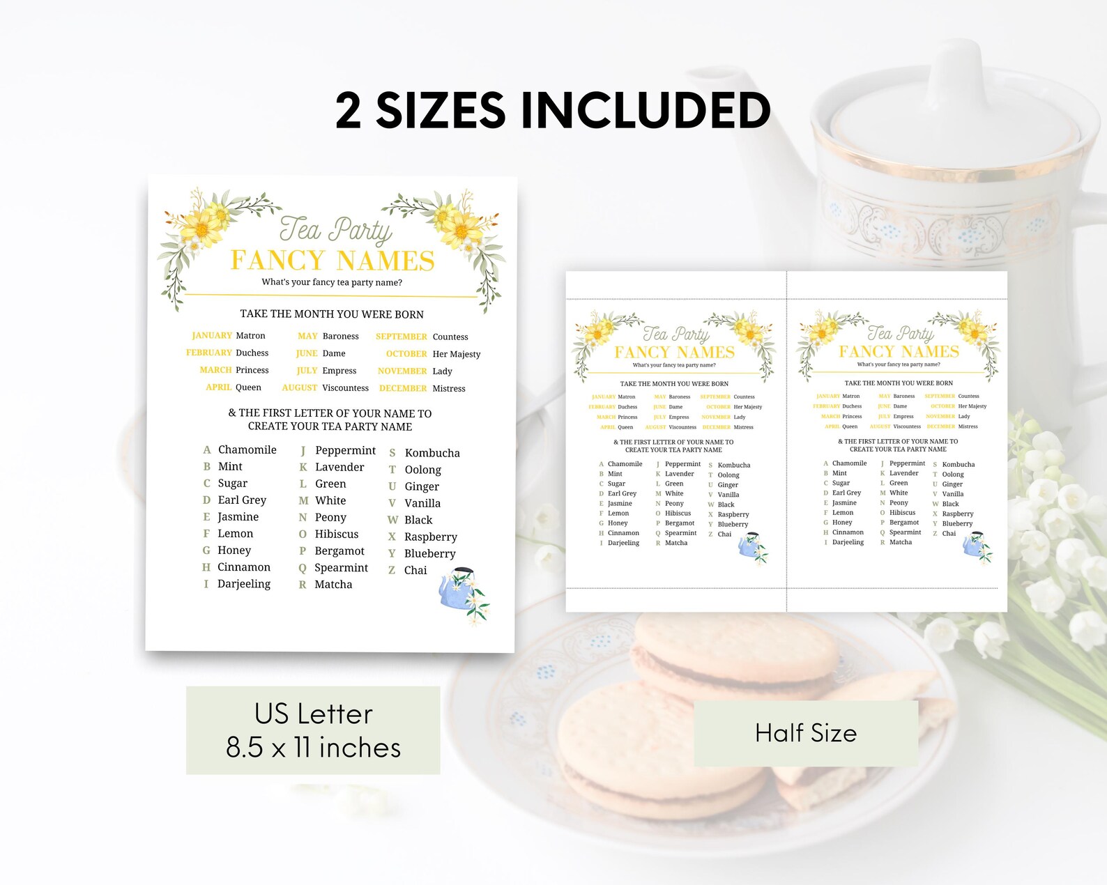 Tea Party Fancy Name Game, Printable Tea Party Game for Adults, Tea ...