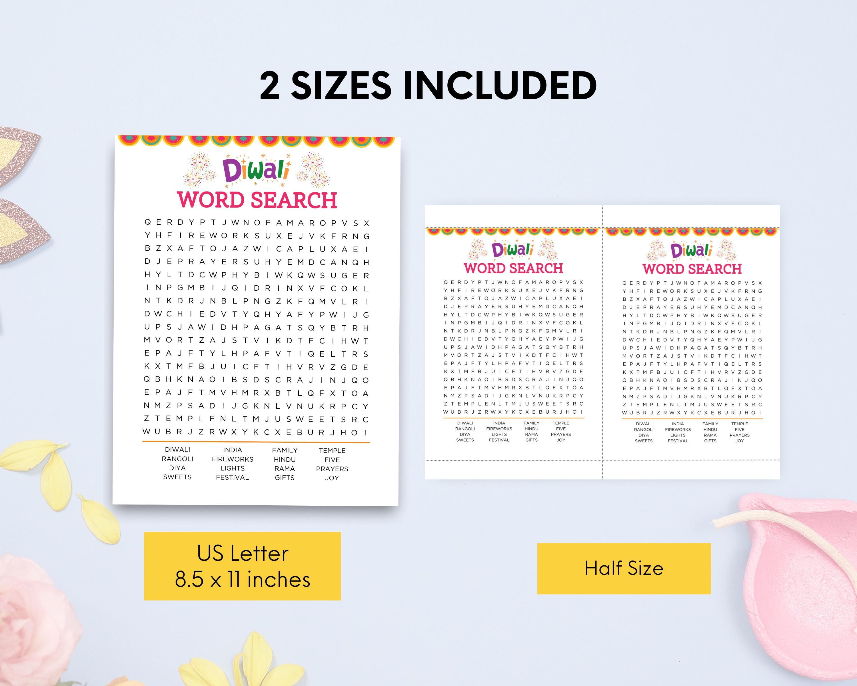 Diwali Word Search, Diwali Game Printable, Diwali Party Game, Diwali ...
