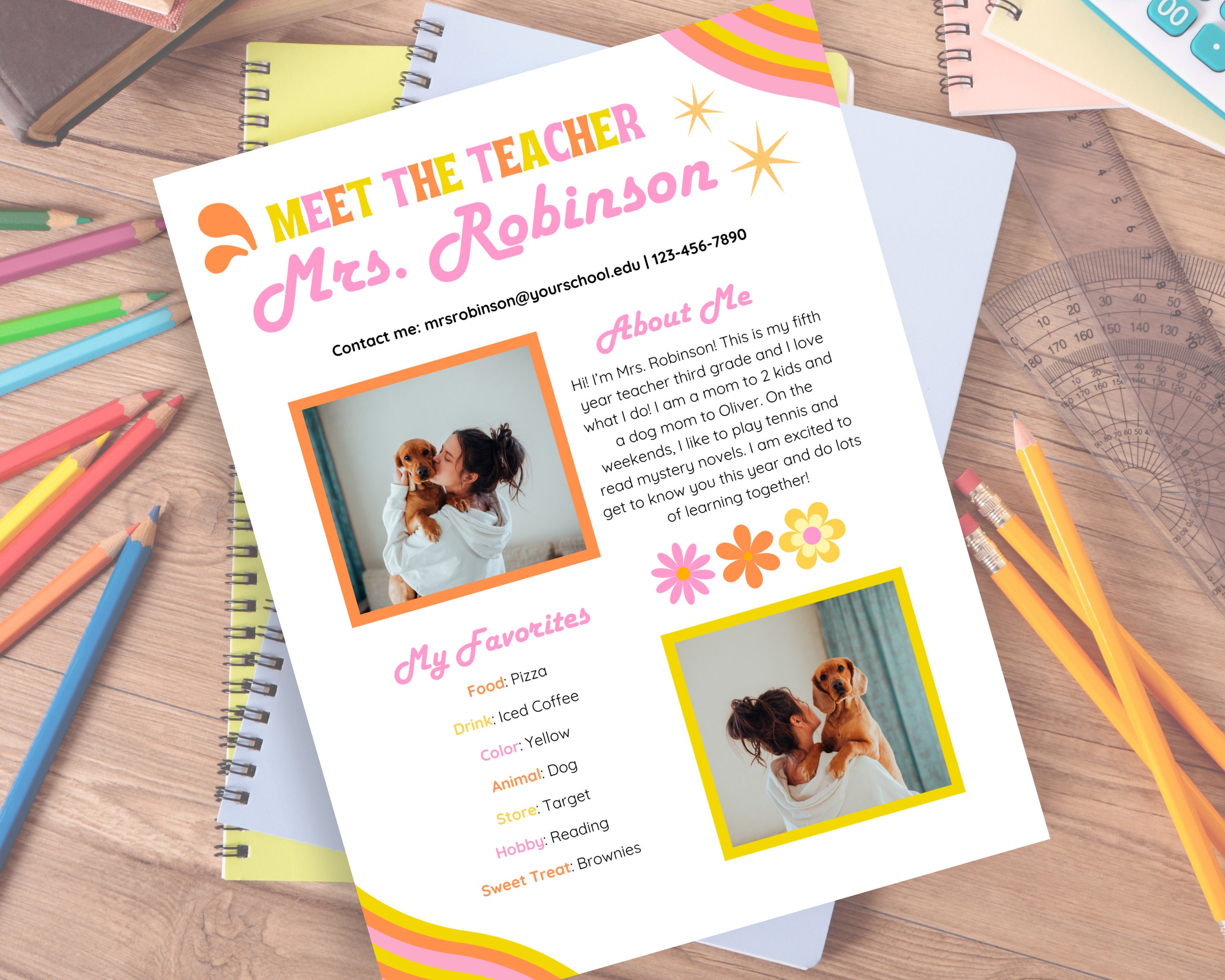 Retro Meet the Teacher Template, Meet the Teacher Letter, Teacher Intro ...