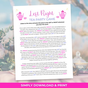 Left Right Tea Party Game, Printable Tea Party Game, Pass the Prize Tea ...