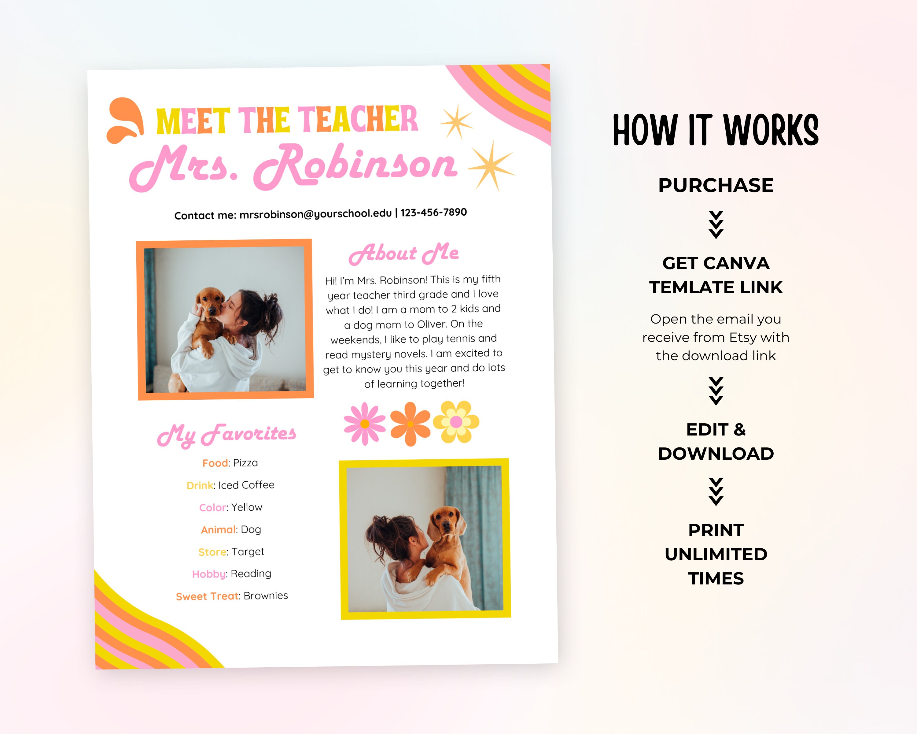 Retro Meet the Teacher Template, Meet the Teacher Letter, Teacher Intro ...