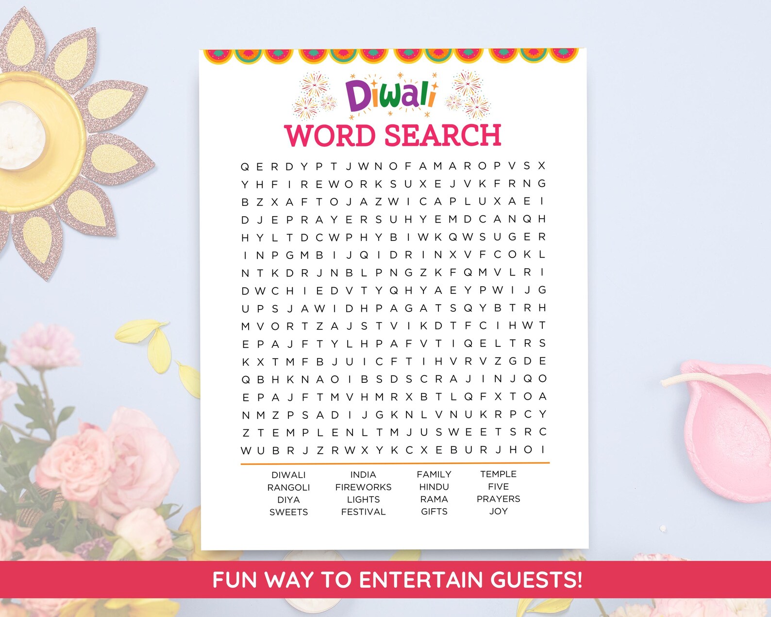 Diwali Word Search, Diwali Game Printable, Diwali Party Game, Diwali ...