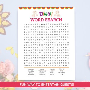 Diwali Word Search, Diwali Game Printable, Diwali Party Game, Diwali ...