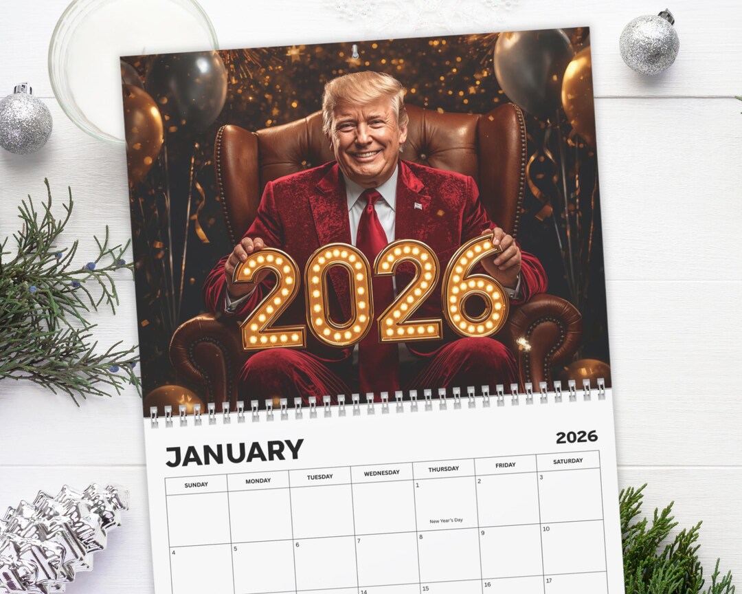 2026 Trump Wall Calendar, Funny Trump Lover Gift, White Christmas Gag ...