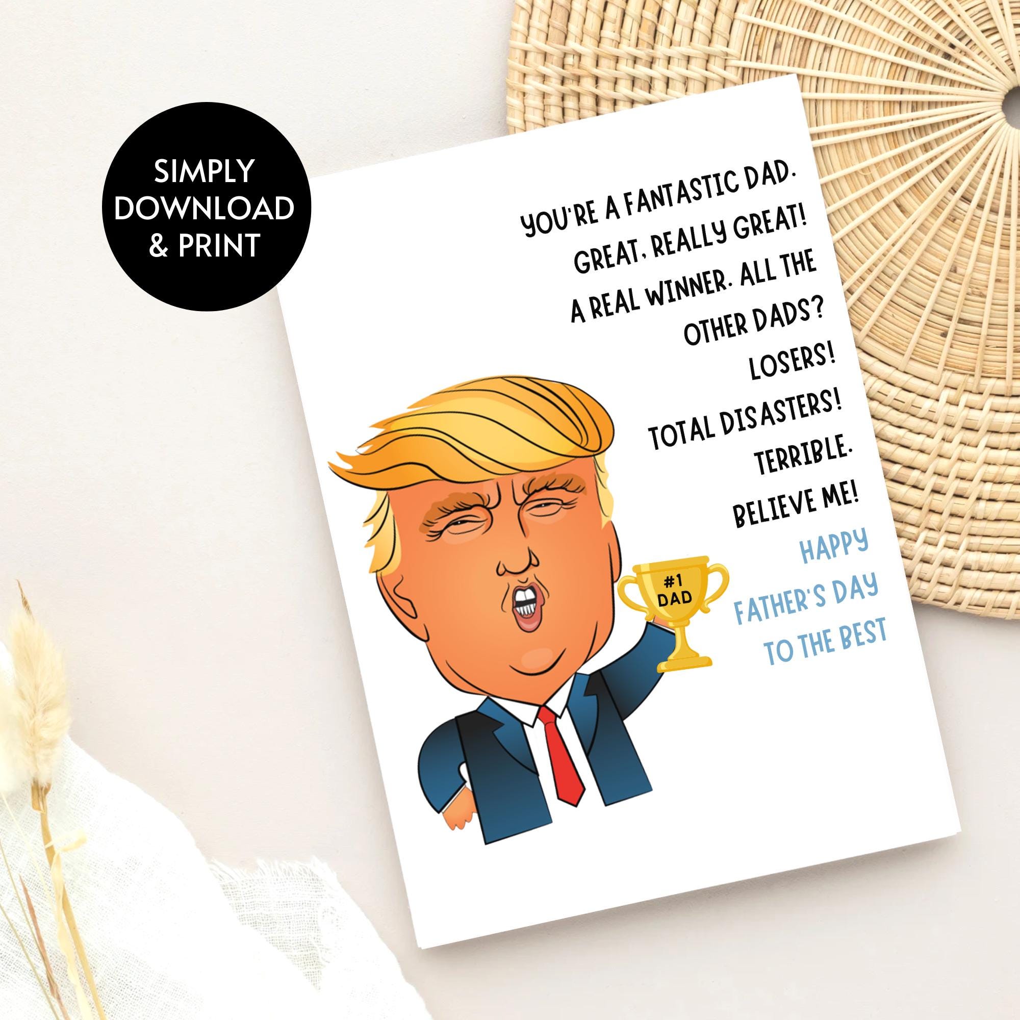 Funny Trump Father's Day Card, Printable Rude Trump Father's Day Card ...