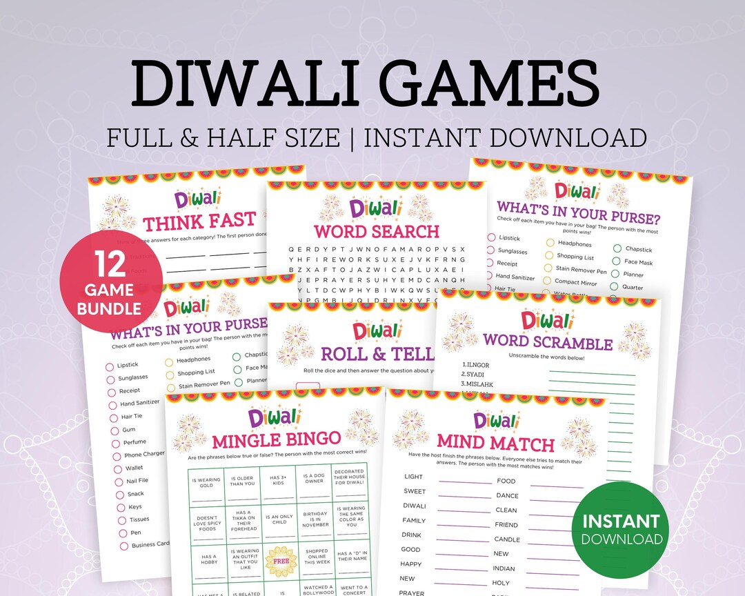 Diwali Games Bundle, Diwali Games Printable, Indian Games, Diwali ...