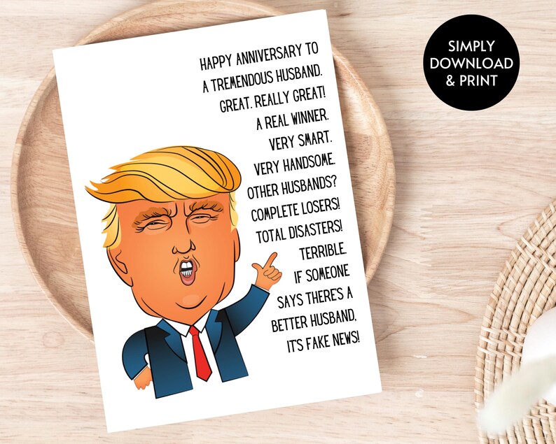 Funny Anniversary Card for Husband, Trump Anniversary Card Printable ...
