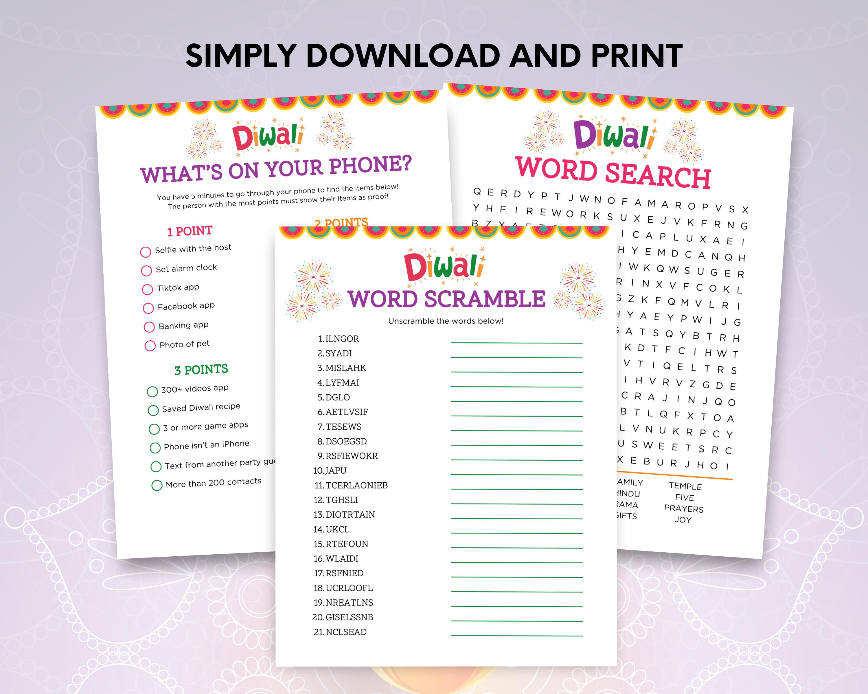 Diwali Games Bundle, Diwali Games Printable, Indian Games, Diwali ...