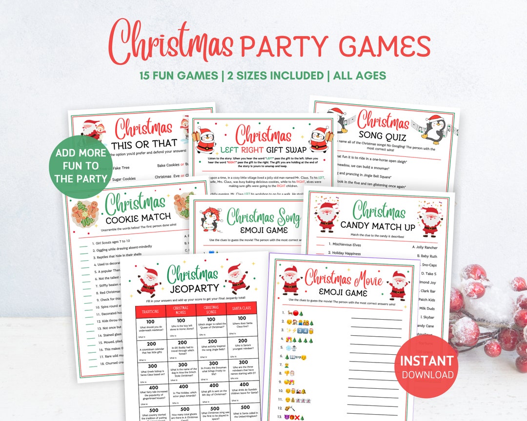 Christmas Party Game Bundle Printable Christmas Games Office - Etsy