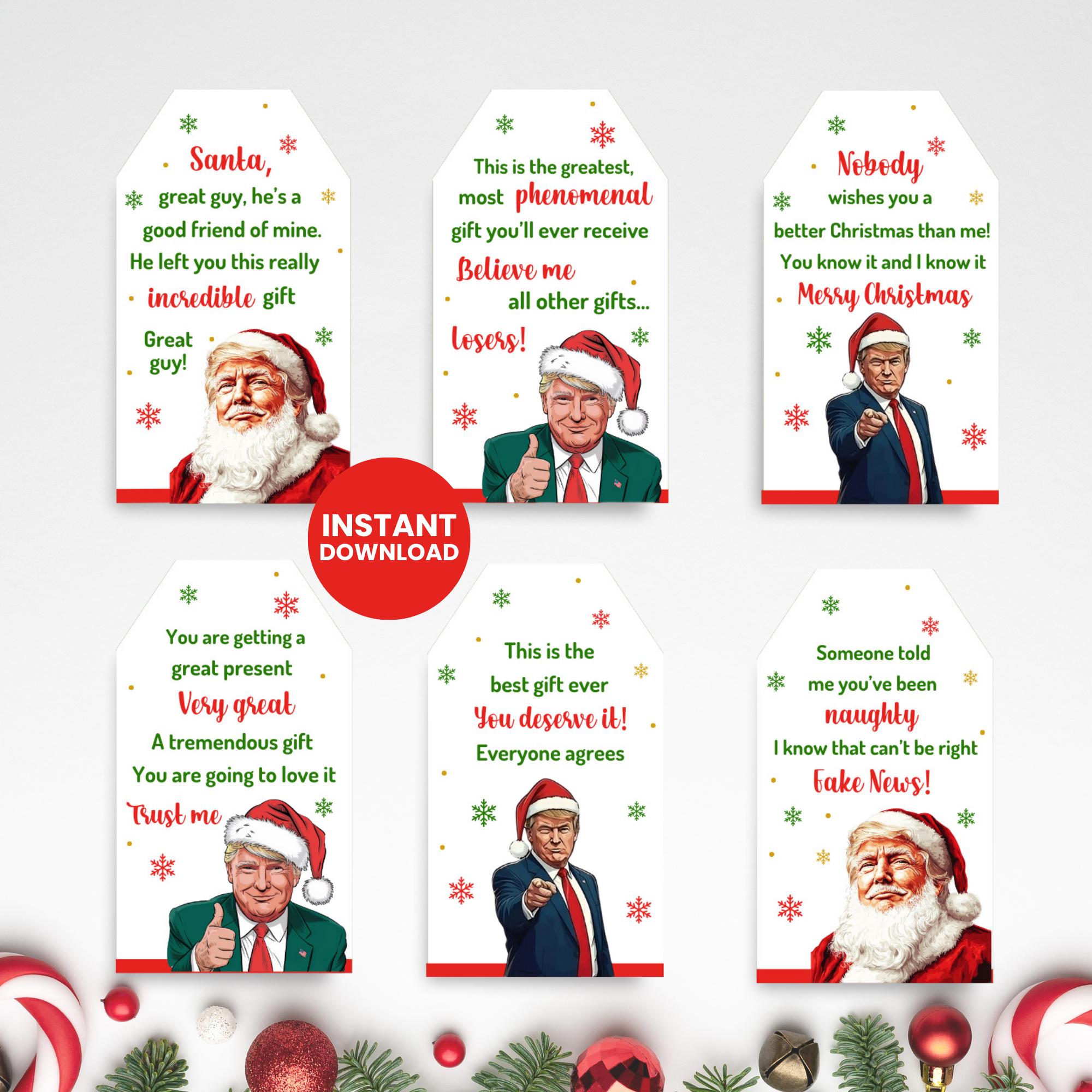 Trump Christmas Gift Tags Printable, Funny Trump Gift Tags, Republican ...