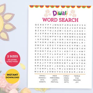 Diwali Word Search, Diwali Game Printable, Diwali Party Game, Diwali ...