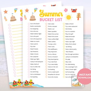 Summer Bucket List Printable, Summer Break Bucket List, Summer Activity ...