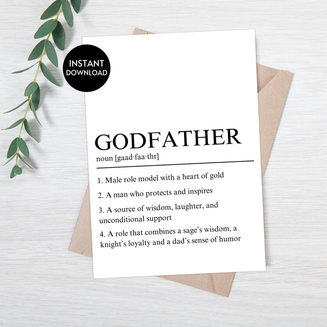 Printable Godfather Card, Godfather Proposal Card, Godfather Birthday ...
