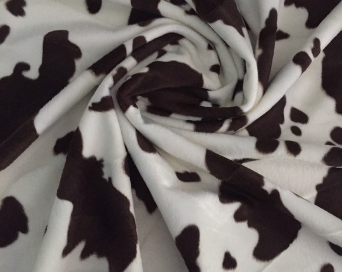 Cow Brown / Cream Animal Print Polyester Velboa Fabric Metre/half Metre ...