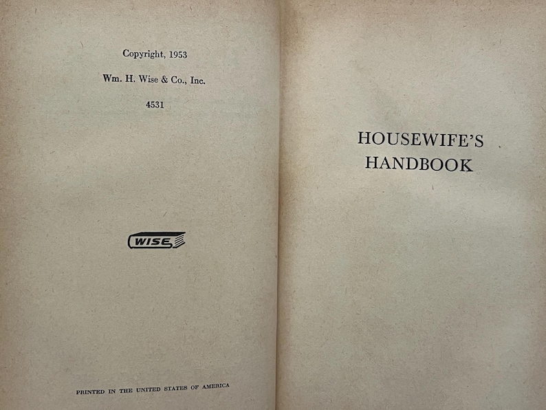 Vintage 1953 Housewife's Handbook | Mid-century Domestic Guide | Wise ...