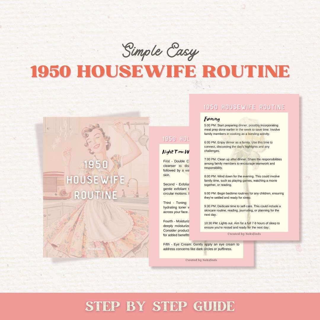 1950 Housewife Routine - Printable Guide - Etsy