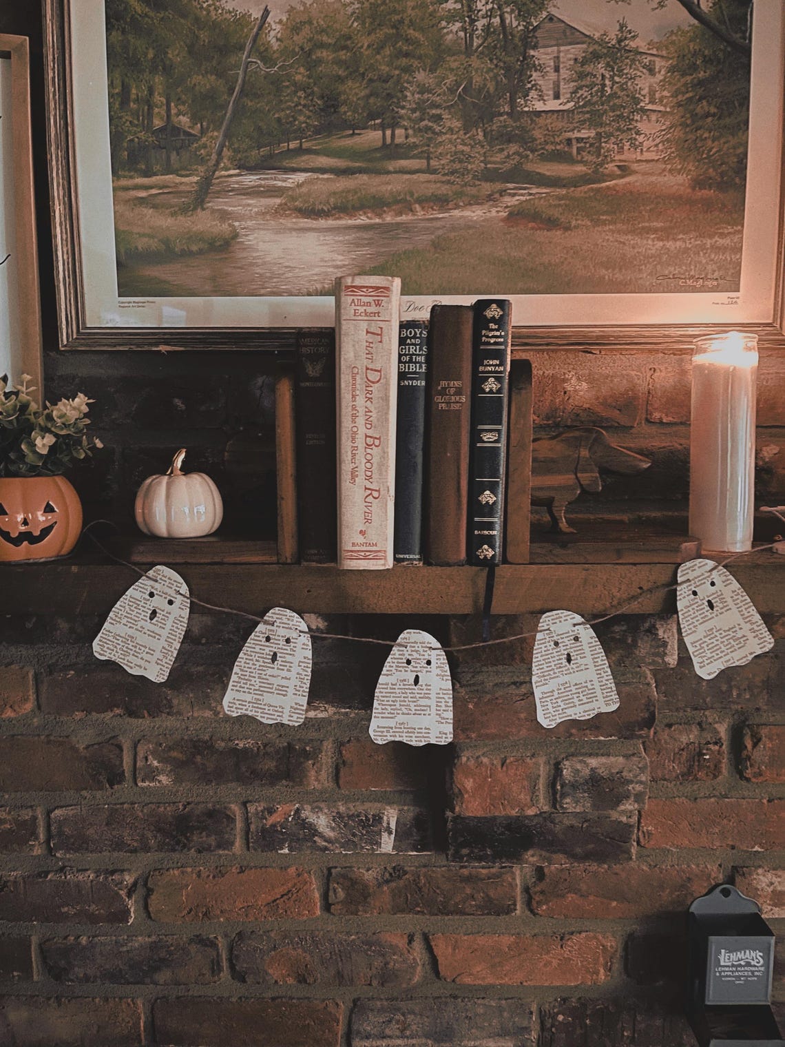Vintage Book Page Ghost BANNER Sign Farmhouse Decor Garland Rustic Book ...