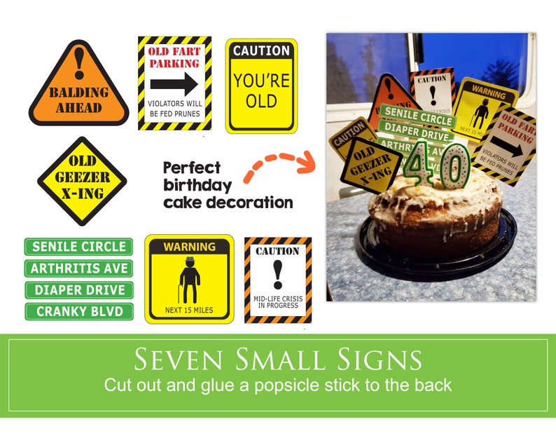 Over the Hill Party Signs: Funny Birthday Decorations (digital Download ...