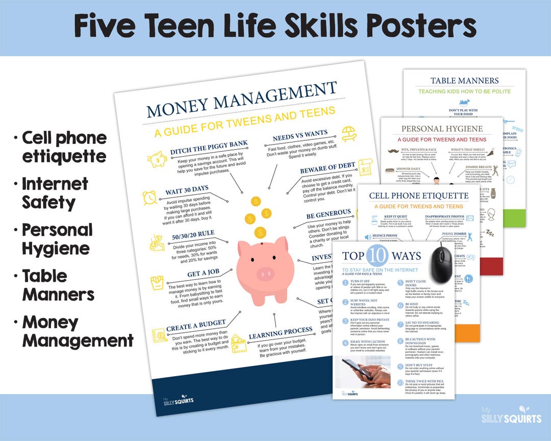 Five Teen and Tween Life Skills Reference Posters (digital Download) - Etsy