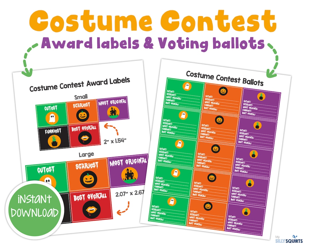 Halloween Costume Contest Ballot, Printable Costume Contest Awards ...