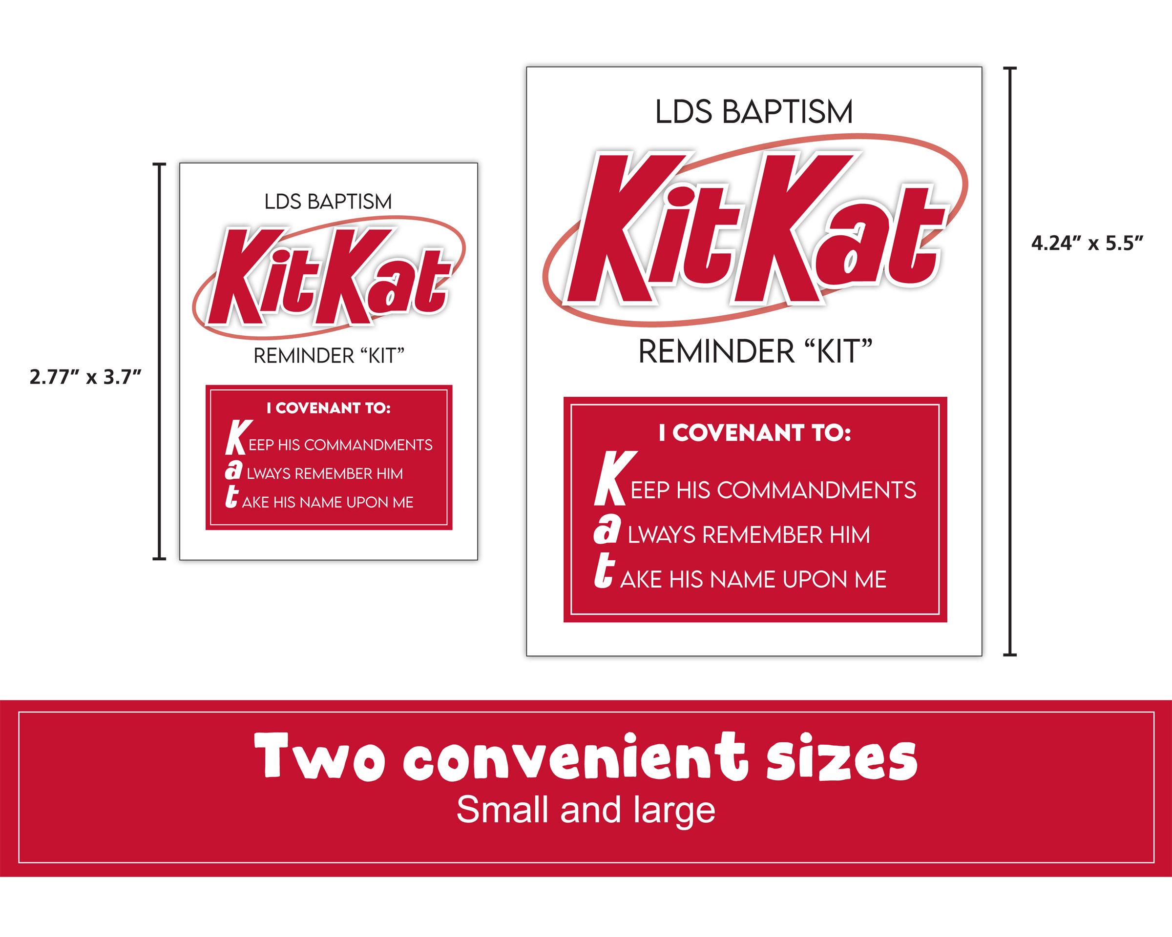 Kit Kat LDS Baptism Gift Tags: Printable Candy Bar Labels (digital ...