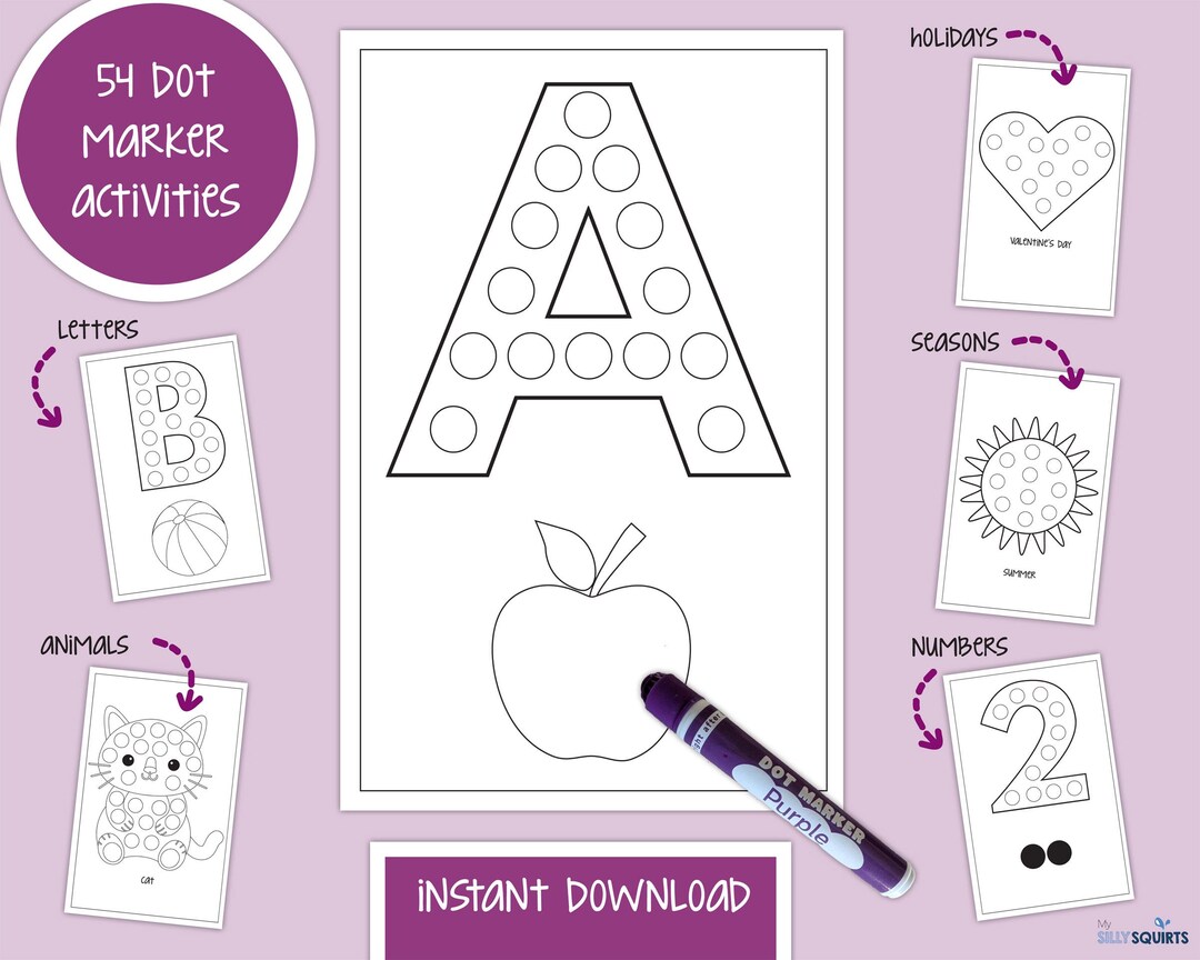 Dot Marker Activity Pages, Dot Sticker Printables, Dot-a-dot Activity ...