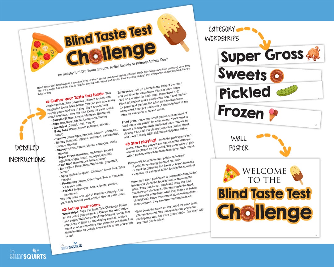 Taste Test Challenge Game: Blindfold Party Game (PDF Download) - Etsy