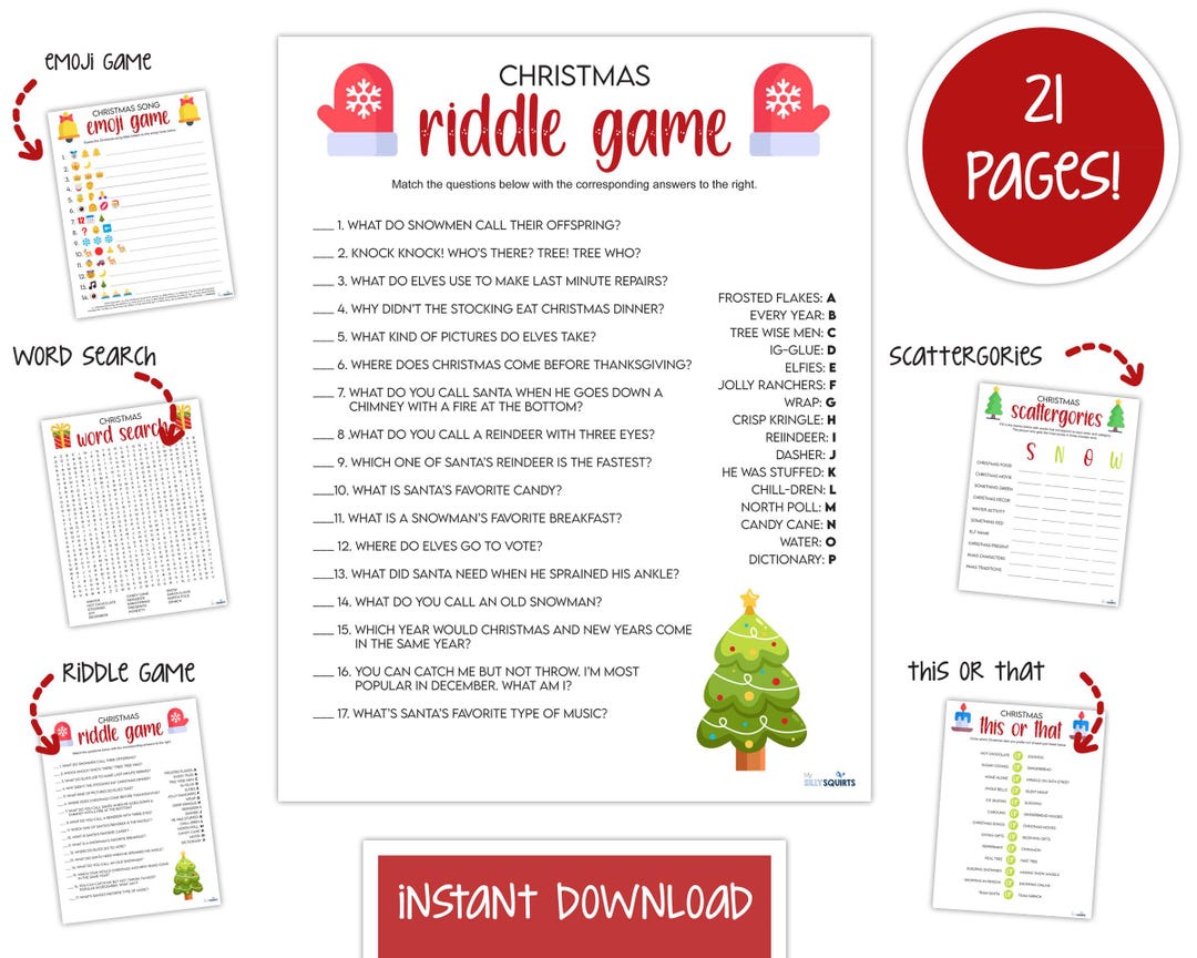 Printable Christmas Game Bundle, 21 Christmas Party Games, Christmas ...