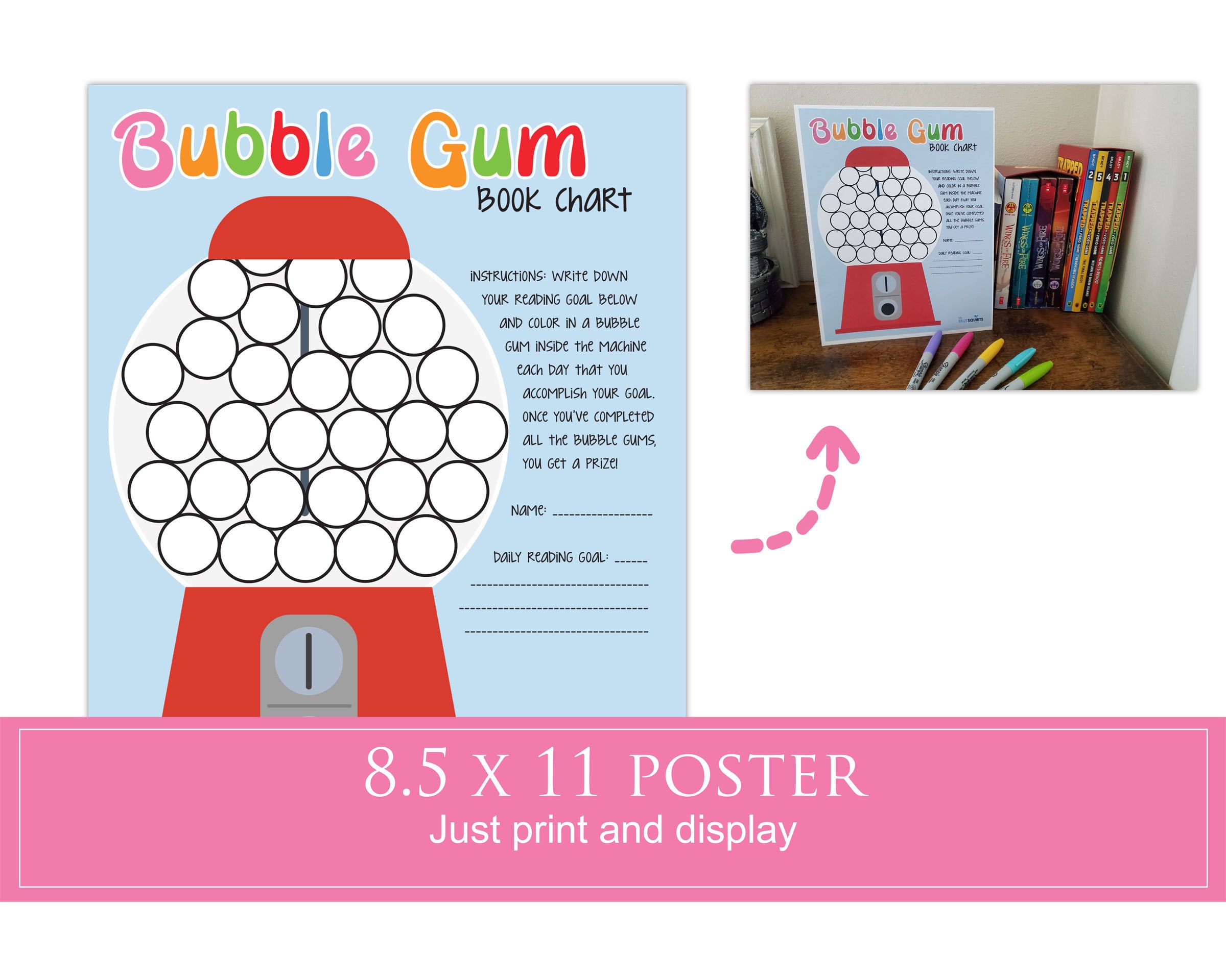 Bubble Gum Reading Chart for Kids: School & Homeschool (digital ...