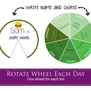 Printable Chore Wheel, Chore Chart, Daily Chore Chart, Instant Download ...