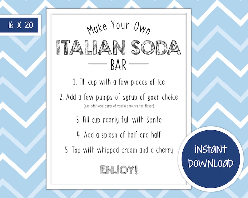 Italian Soda Bar Sign, Make Your Own Italian Soda Sign, Graduation ...