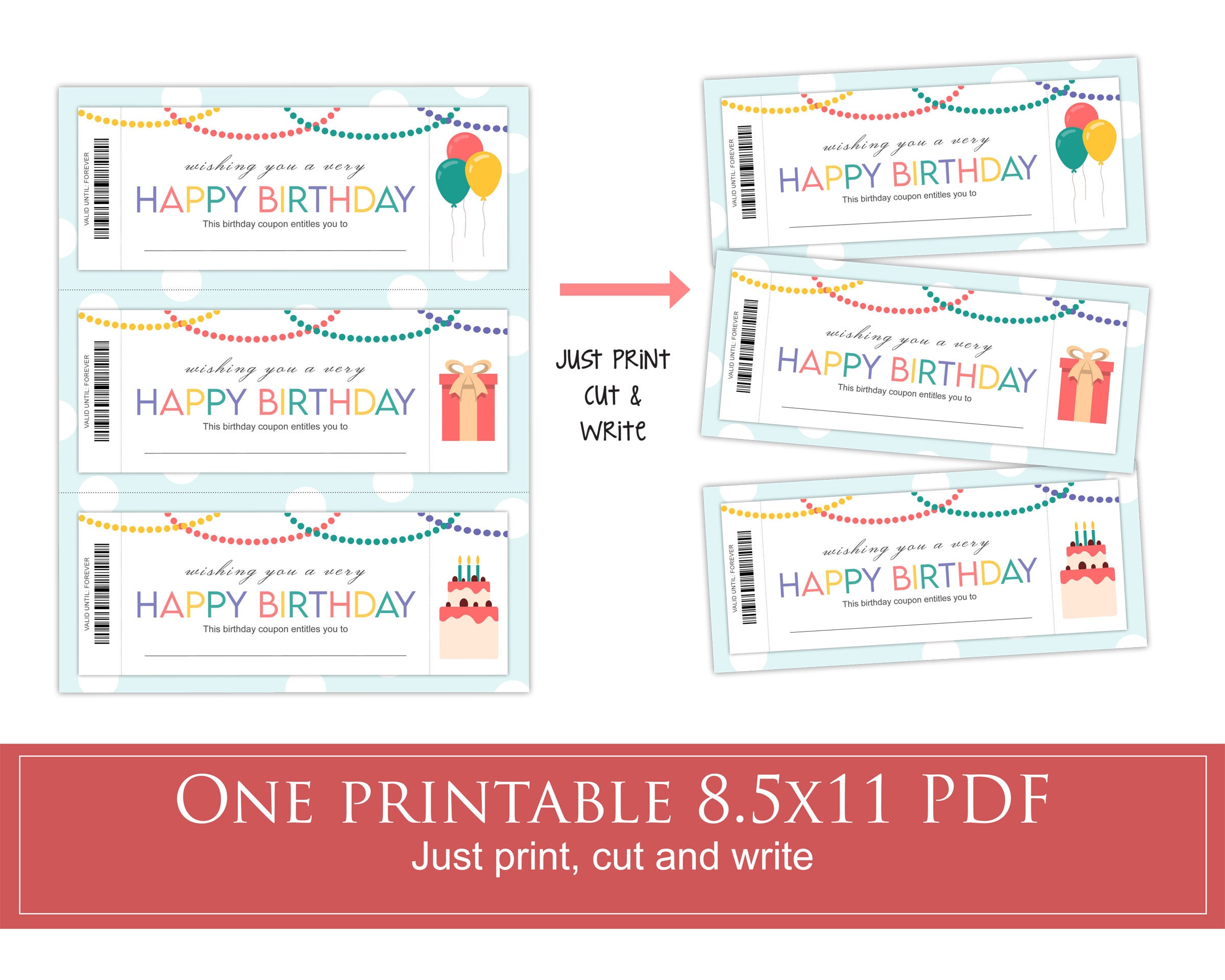 Printable Birthday Coupons: Fill-in DIY Gift (PDF) - Etsy