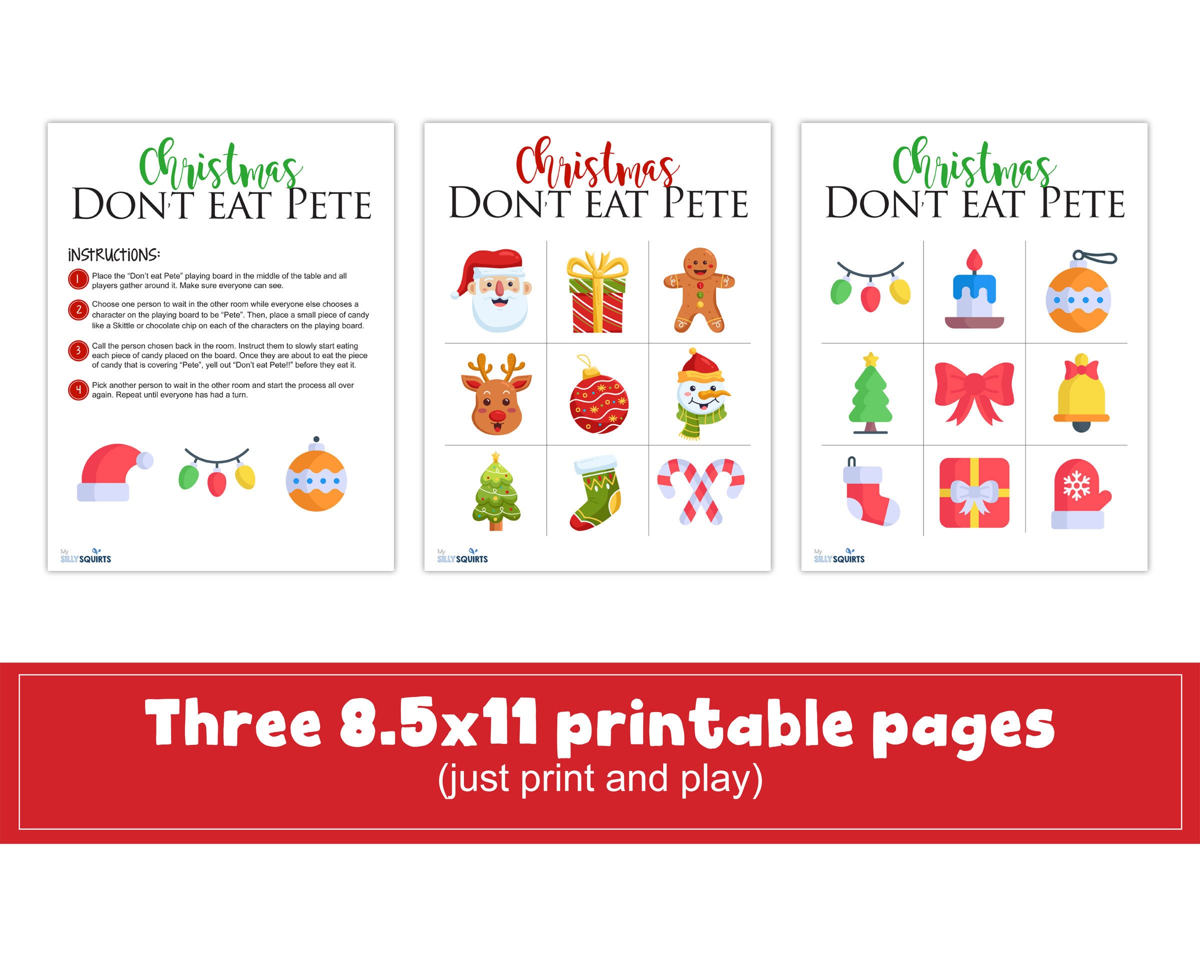 Christmas Don't Eat Pete Game: Printable Holiday Party Activity ...