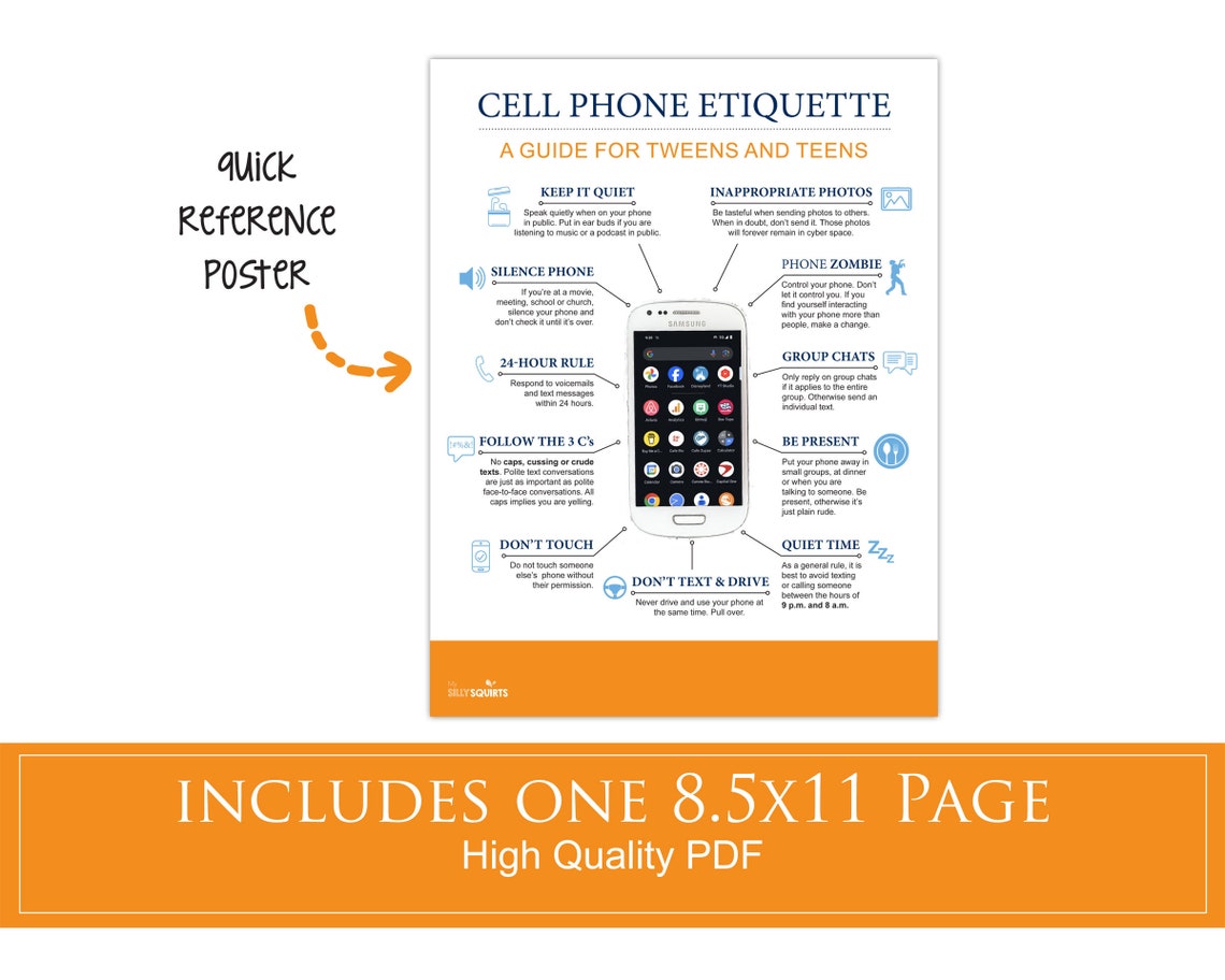 Cell Phone Etiquette Guide for Teens: Classroom Poster (digital ...