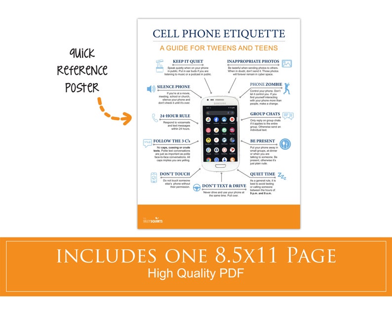 Cell Phone Etiquette Guide for Teens: Classroom Poster (digital ...