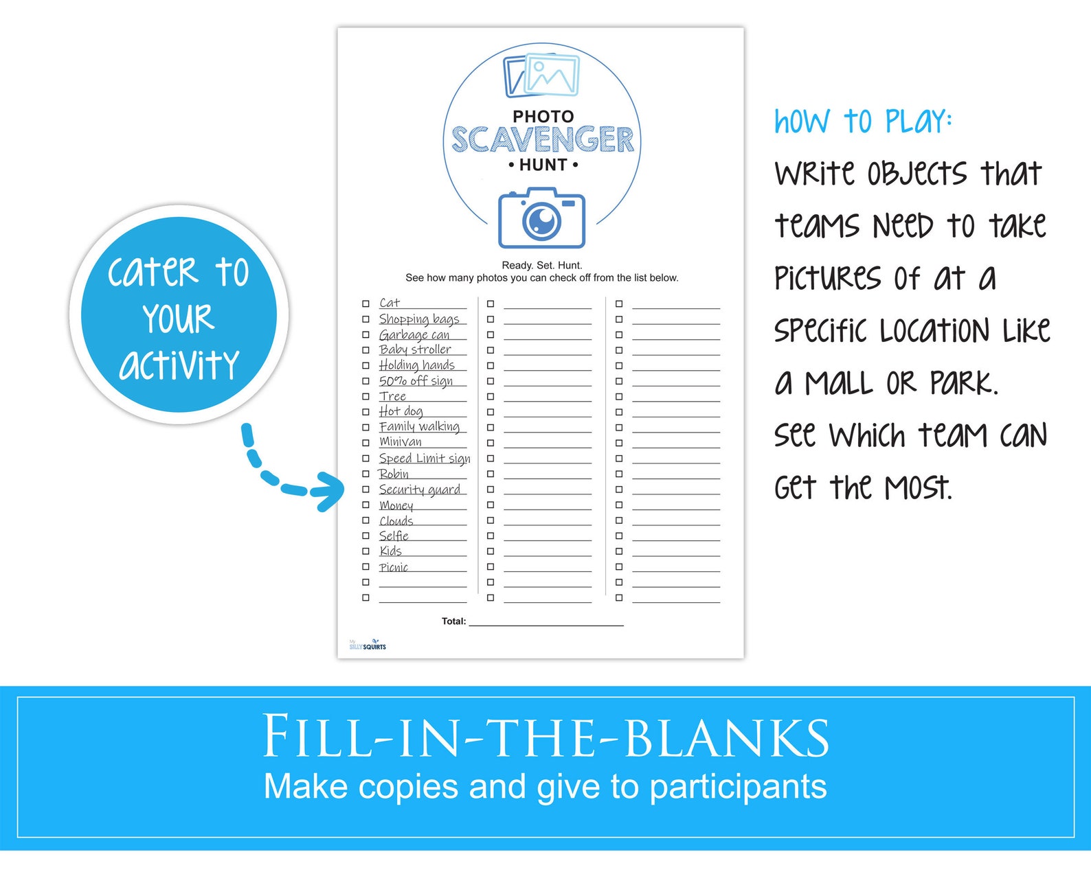 Photo Scavenger Hunt Template: Fill-in-the-blank Party Game (digital ...